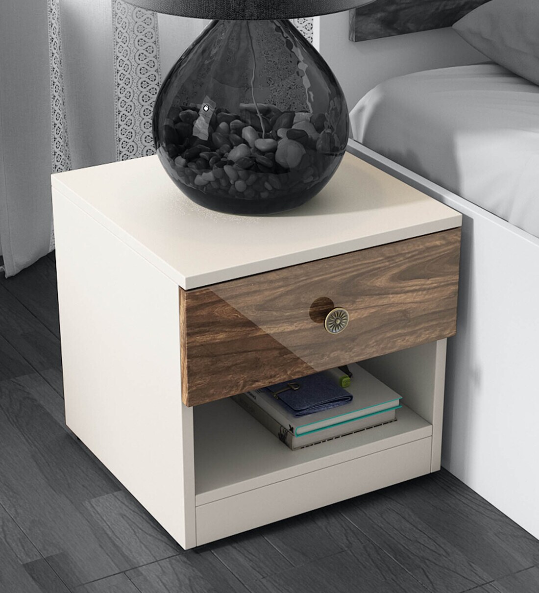 Buy Glaze Bedside Table in Gloss Finish with Drawer Online - Modern Bed ...