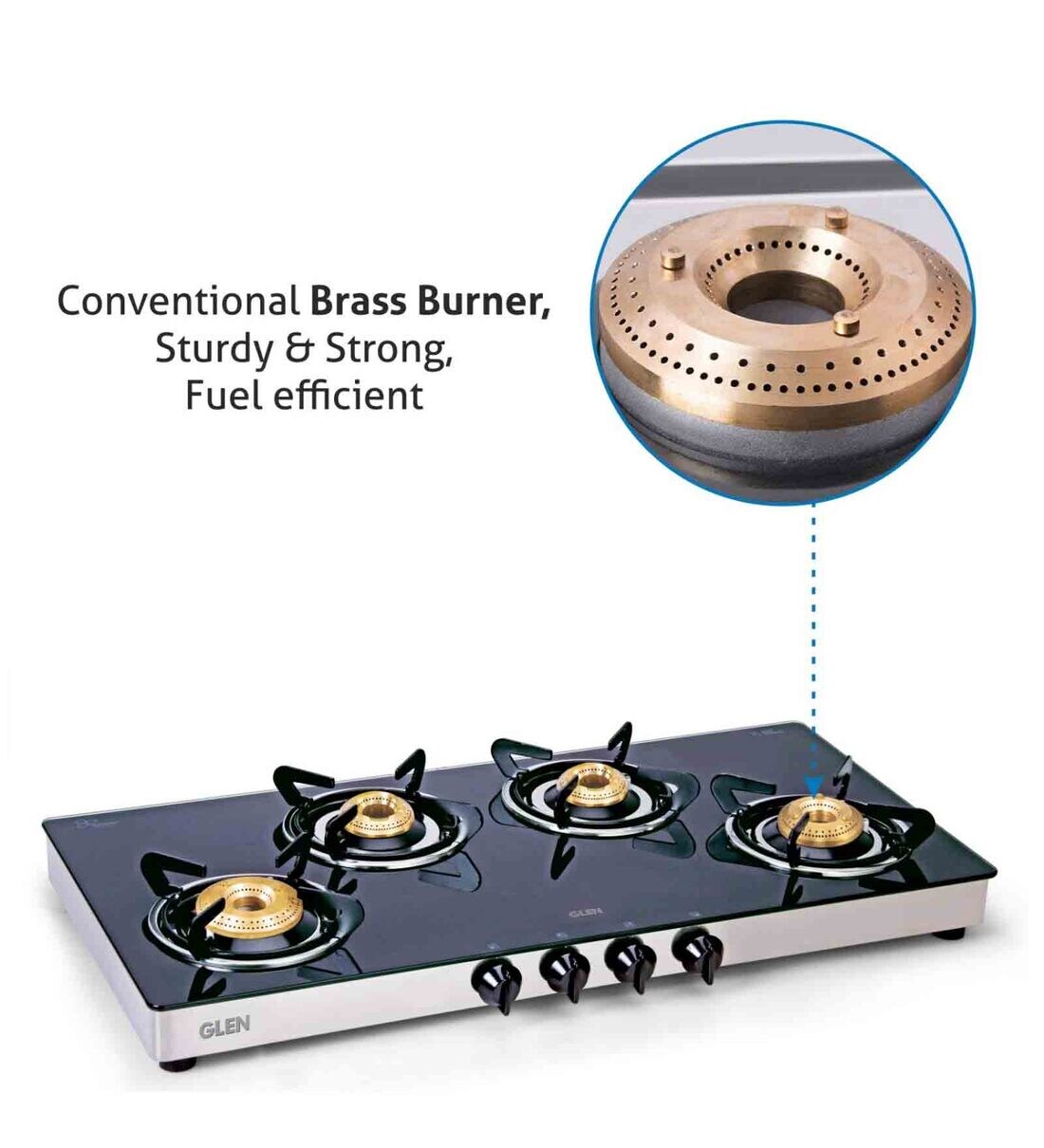Buy Glen 4 Burner Glass LPG Stove 1044 GT XL HF BB Online - Gas Stoves ...