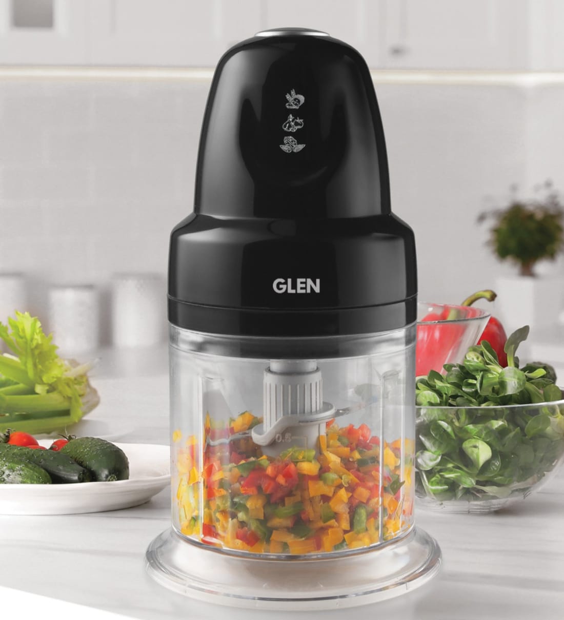 Buy Glen Vegetable Mini Chopper 4043 Turbo Black 2 Blades at 46% OFF by ...