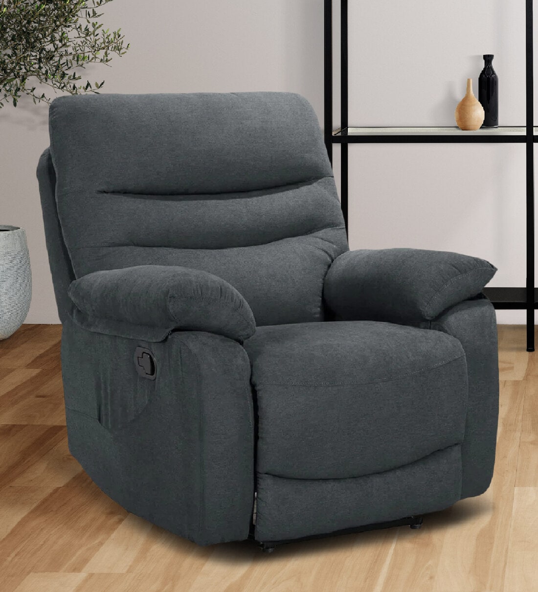 Buy Gloria Jamie Fabric Manual 1 Seater Recliner in Grey Colour at 38% ...
