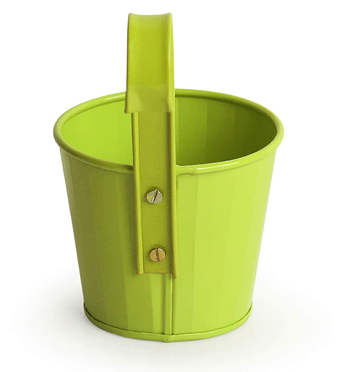 Buy Glossy Grass Green Galvanized Iron Handpainted Railing Planter, Set ...