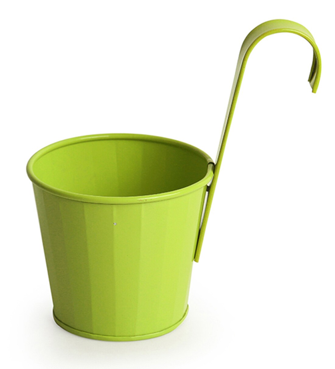 Buy Glossy Grass Green Galvanized Iron Handpainted Railing Planter, Set ...