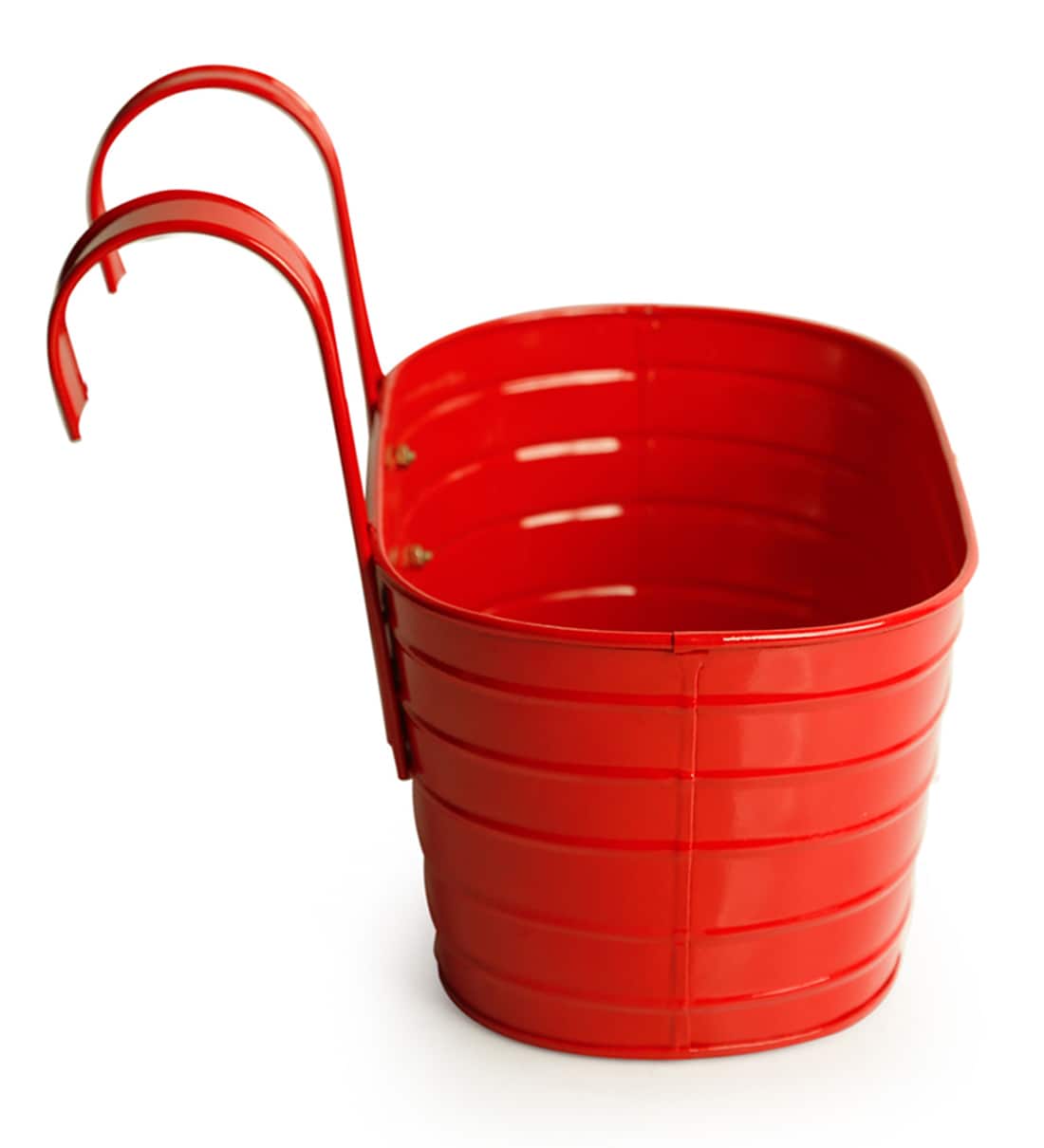 Buy Glossy Red Galvanized Iron Handpainted Railing Planter by ...