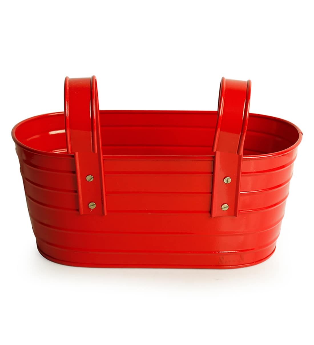Buy Glossy Red Galvanized Iron Handpainted Railing Planter by ...