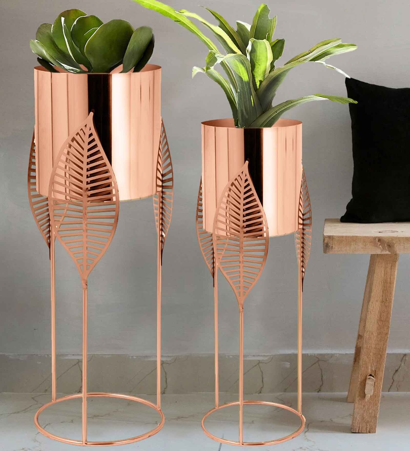 Buy Glam (Set of 2) Copper Metal Planter at 29% OFF by Corsica Designs ...