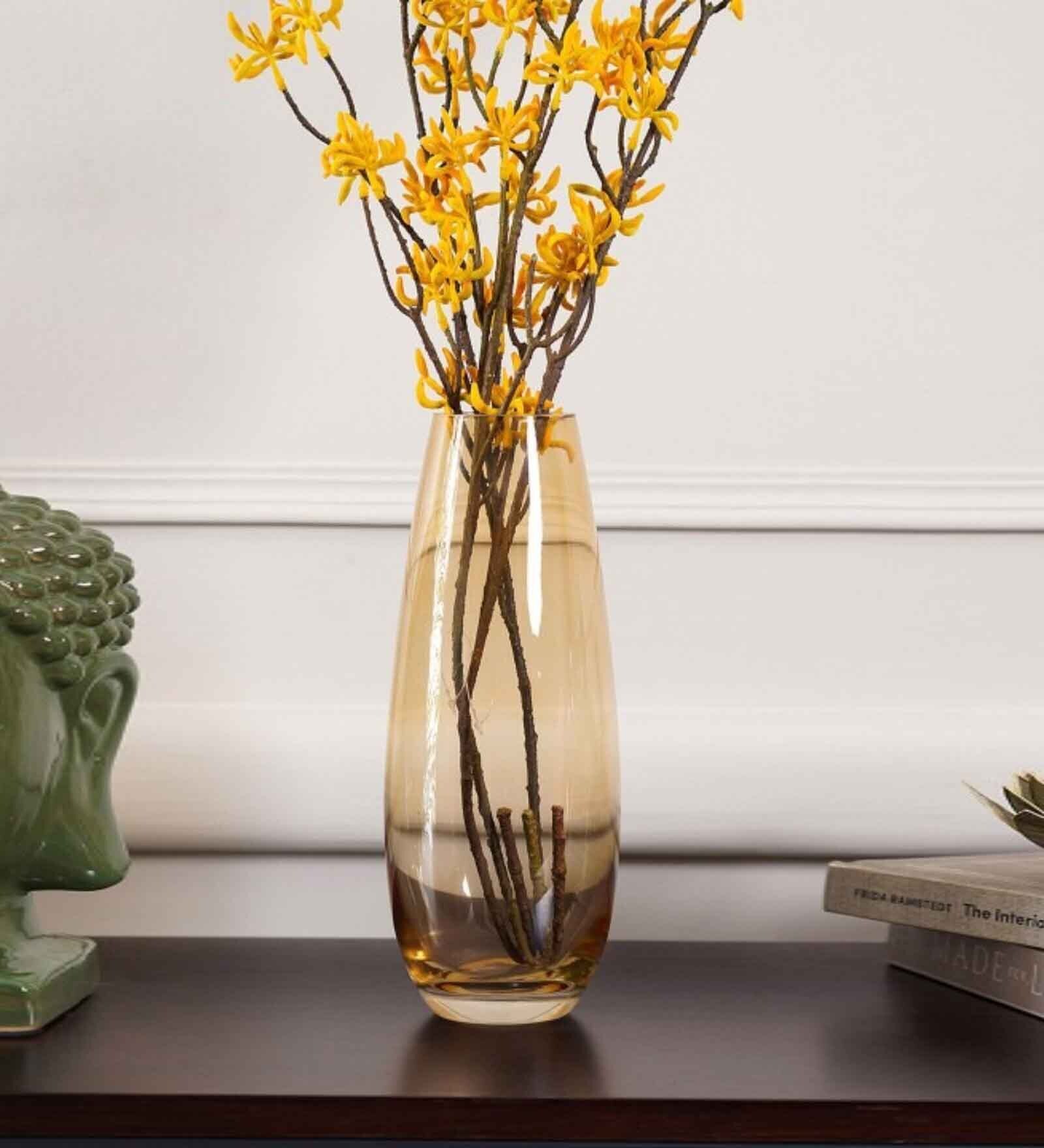 Buy Glass Gold Long Oval Shape Round Vase at 65% OFF by Clovefry ...