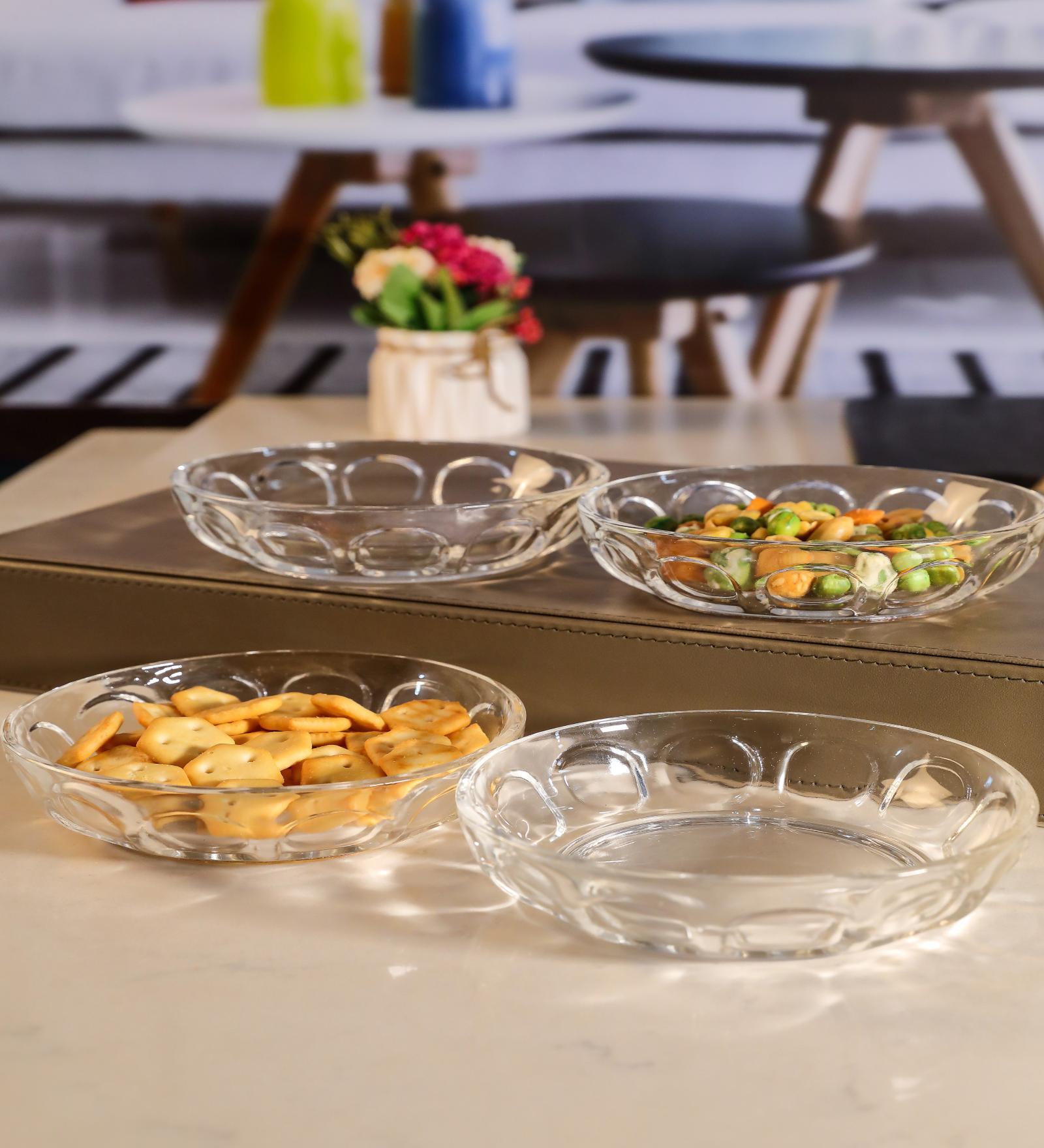 Buy Glass Snack Plate (Set of 4pcs) at 30% OFF by ROXX | Pepperfry
