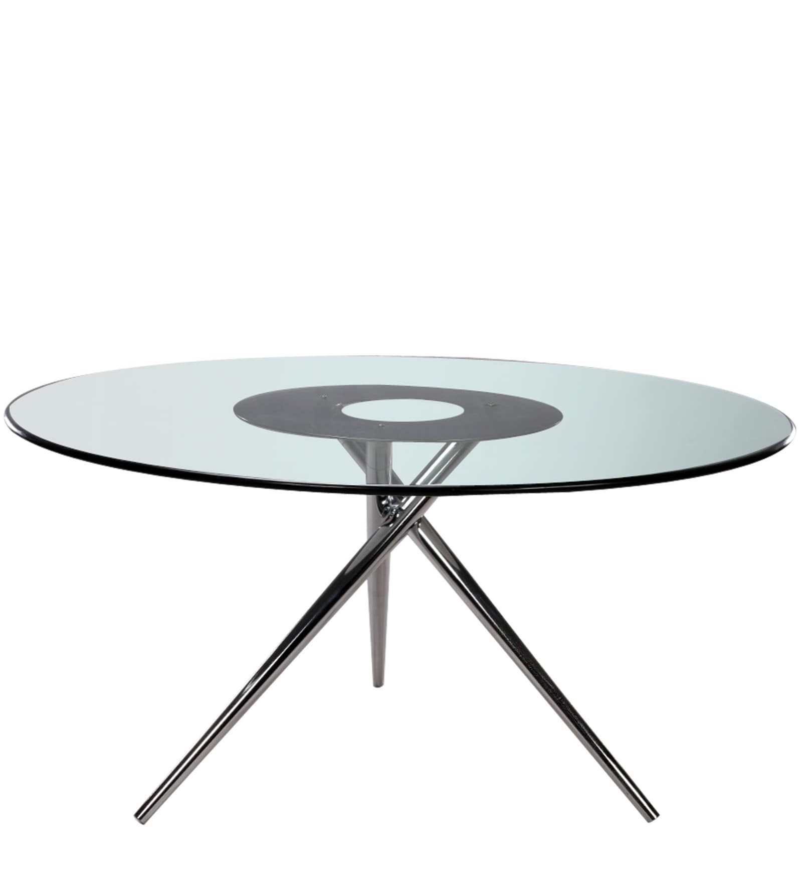 Buy Glass Top Dining Table in Silver Colour by Tube Style Online ...