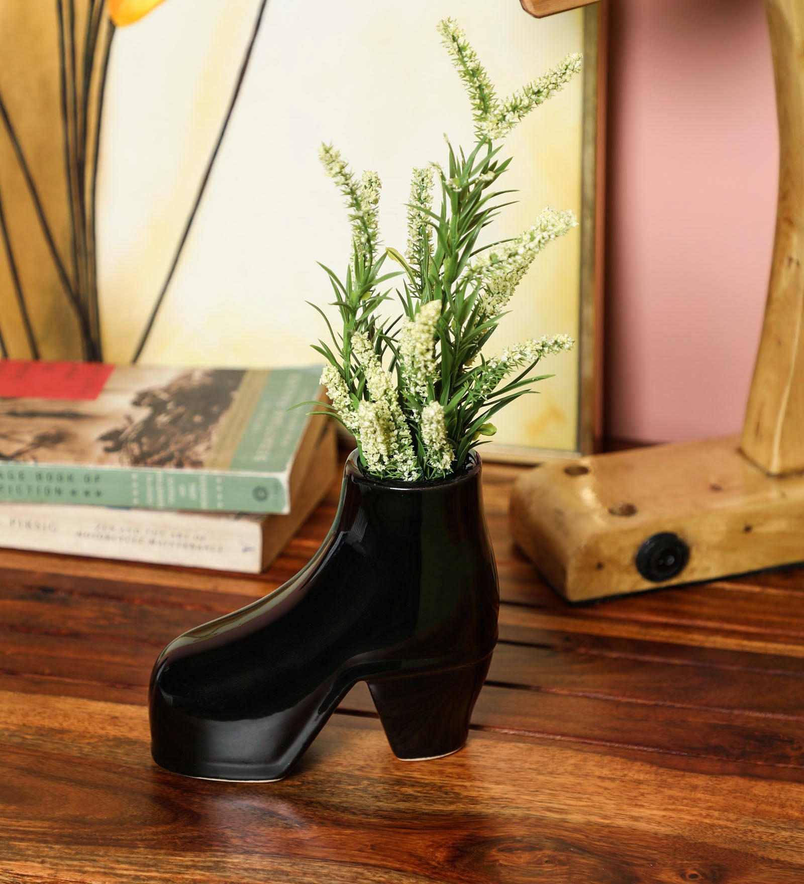 Buy Glazed Black Ceramic Shoe Heel Shape Desk Pot Pot at 31% OFF by ...