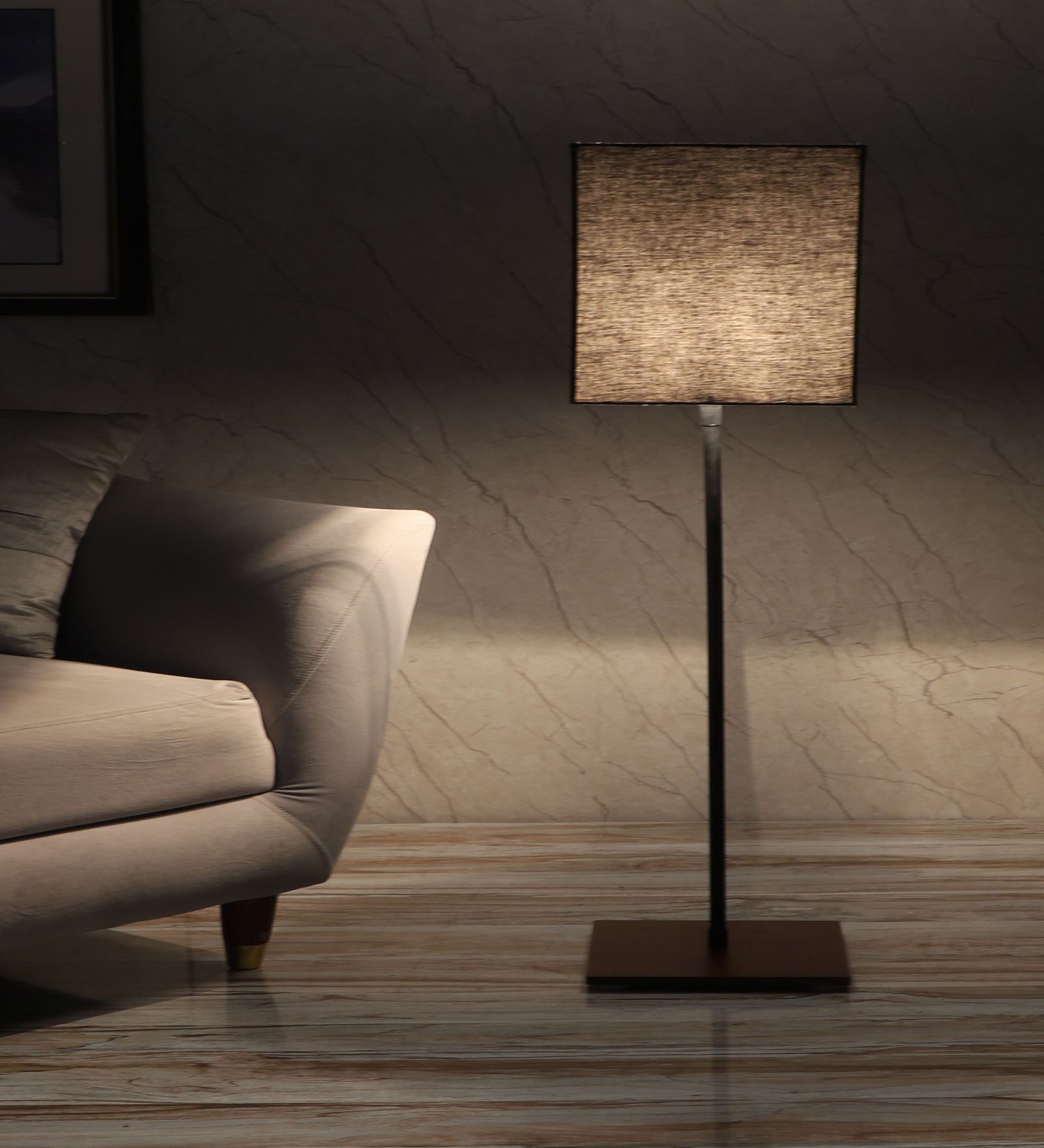 Buy Gleam E-27 Holder Brown Finish MDF Club Floor Lamp with Black ...