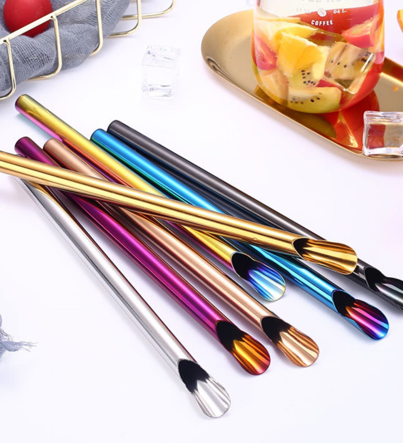 Buy Glitter Gold Stainless Steel Reusable Straw at 44% OFF by Nestasia ...