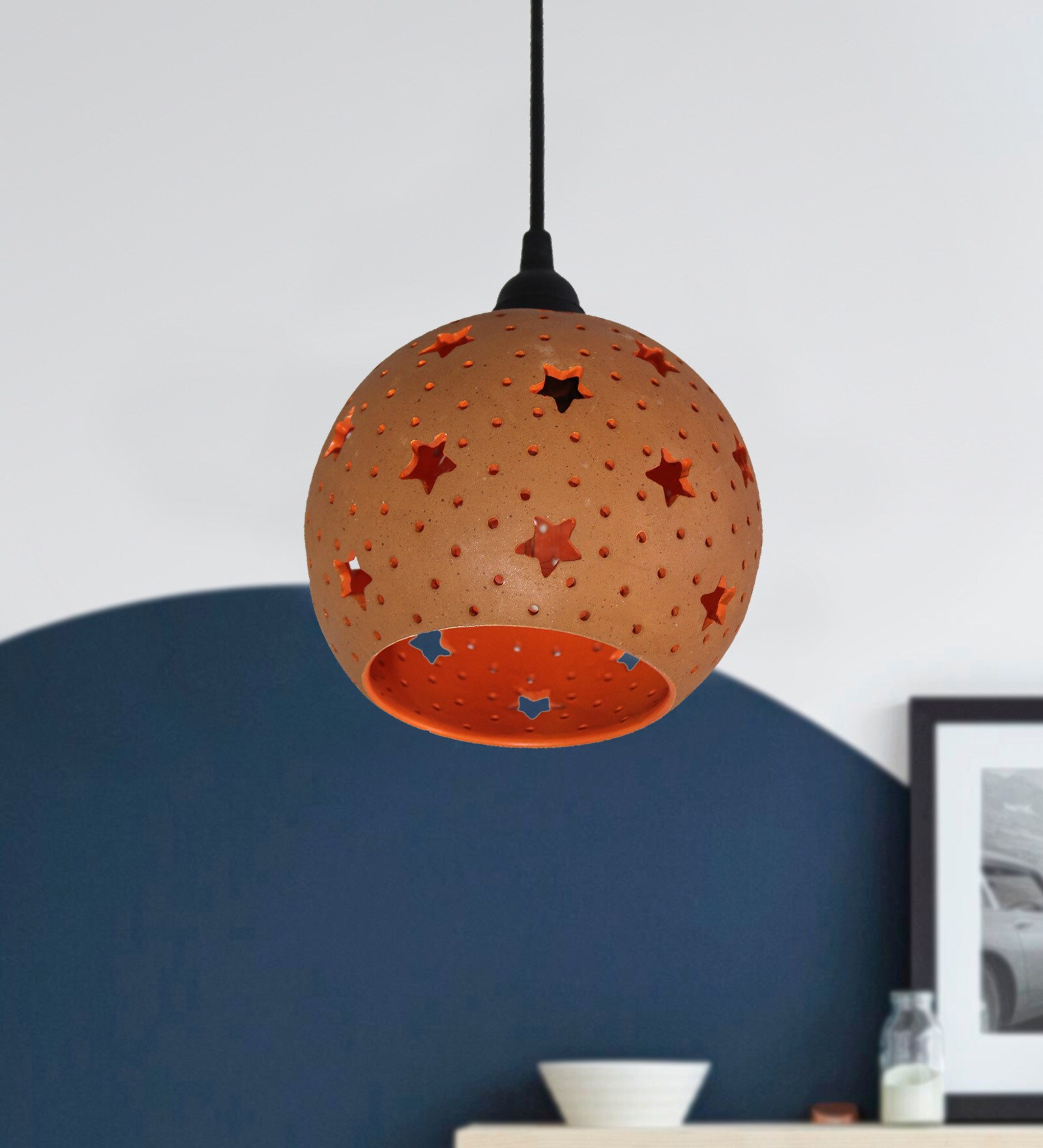 Buy Glo L Star Inner Colour Orange Brown Terracotta Single Hanging ...