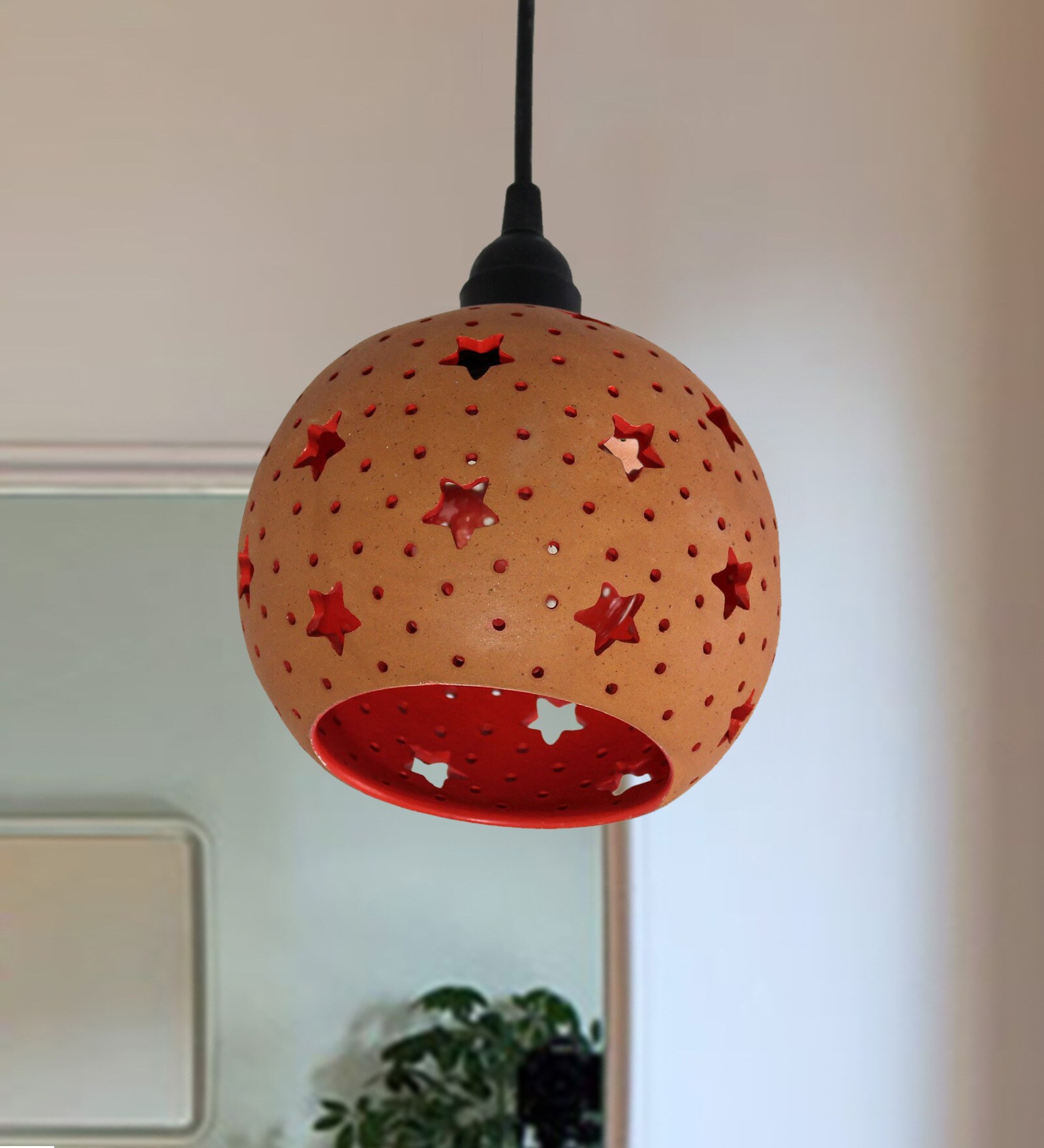Buy Glo L Star Inner Colour Red Brown Terracotta Single Hanging Light ...