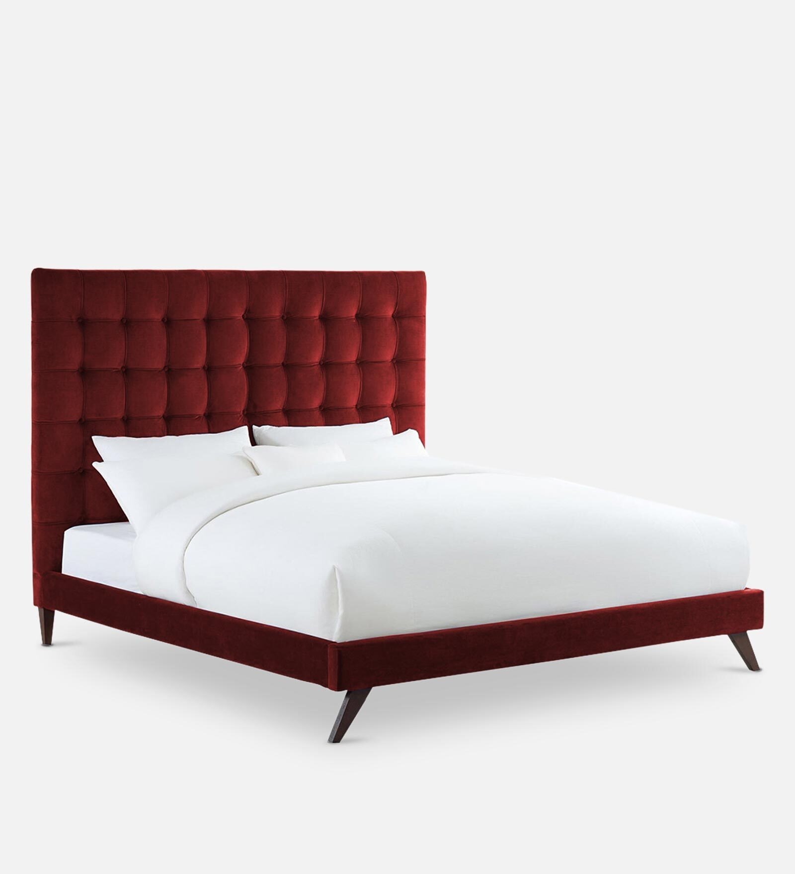 Buy Glorious Fabric Upholstered King Size Bed in Dark Red Colour at 38% ...