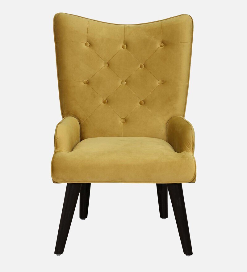 Buy Benecia Velvet Full Back Lounge Chair In Mustard Colour By ...