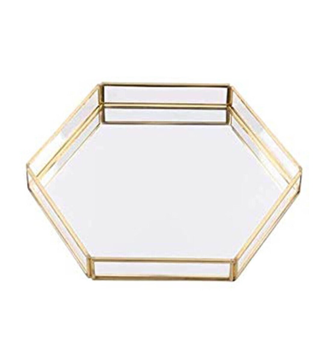Buy Gold & Metal and Glass Hexagonal Vanity Tray by LamJum Online ...