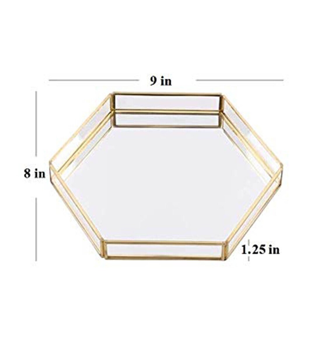 Buy Gold & Metal and Glass Hexagonal Vanity Tray by LamJum Online ...