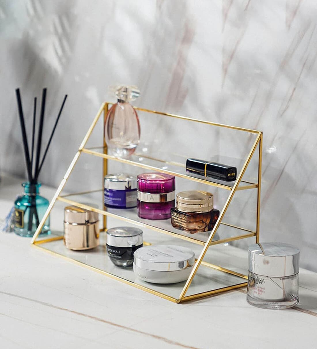 Buy Gold & Metal Storage Make Up Organiser at 27% OFF by Lamjum | Pepperfry