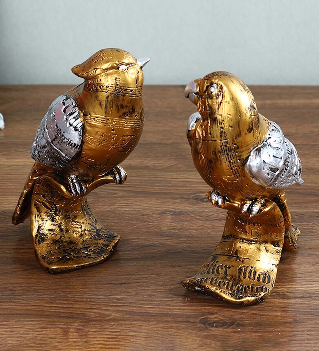 Buy Gold & Silver Toned Birds (Set of 2) Polyresin Figurine by Tied ...