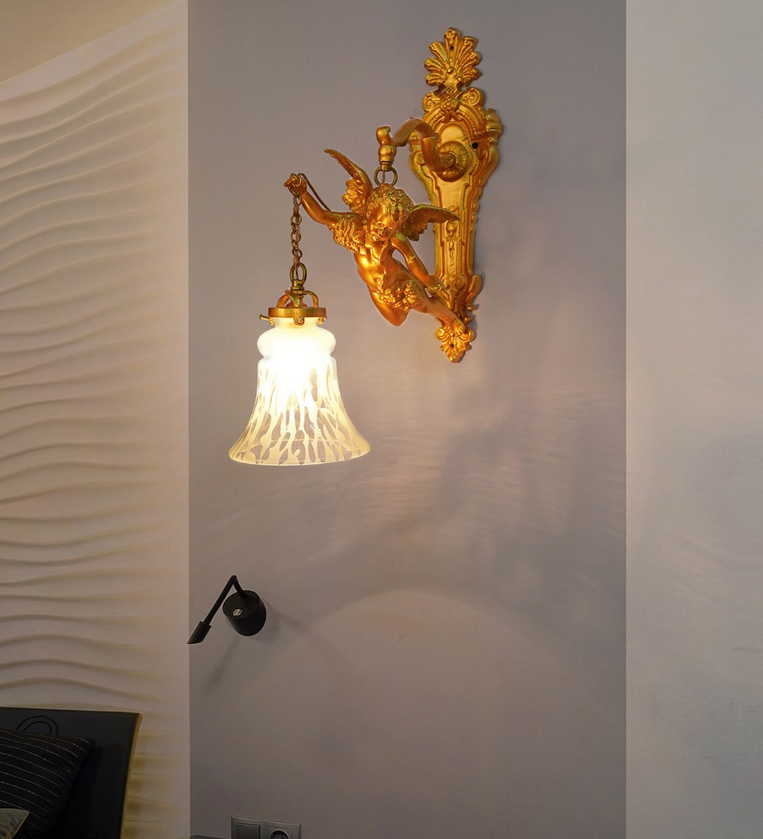 Buy Gold Aluminium and Glass Wall Light By Fos Lighting Online ...