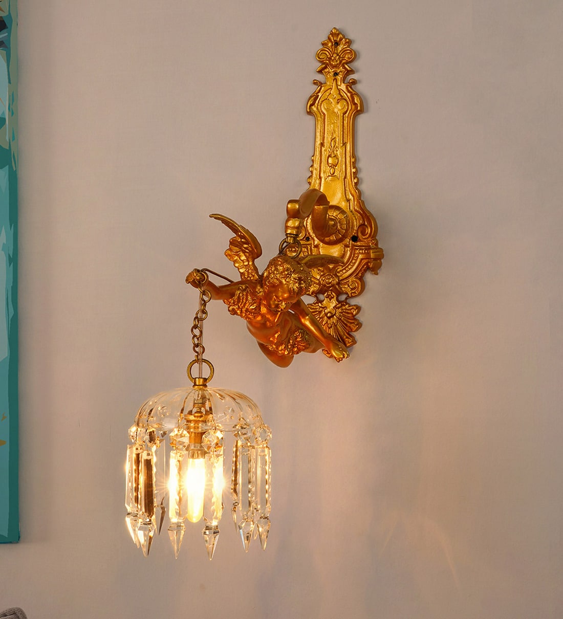 Buy Gold Aluminium and Glass Wall Light By Fos Lighting Online ...