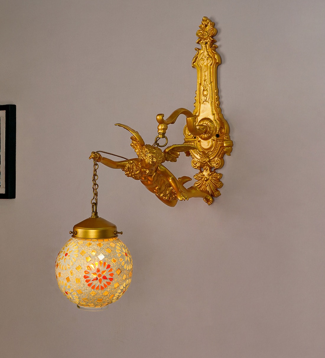Buy Gold Aluminium and Glass Wall Light By Fos Lighting Online ...