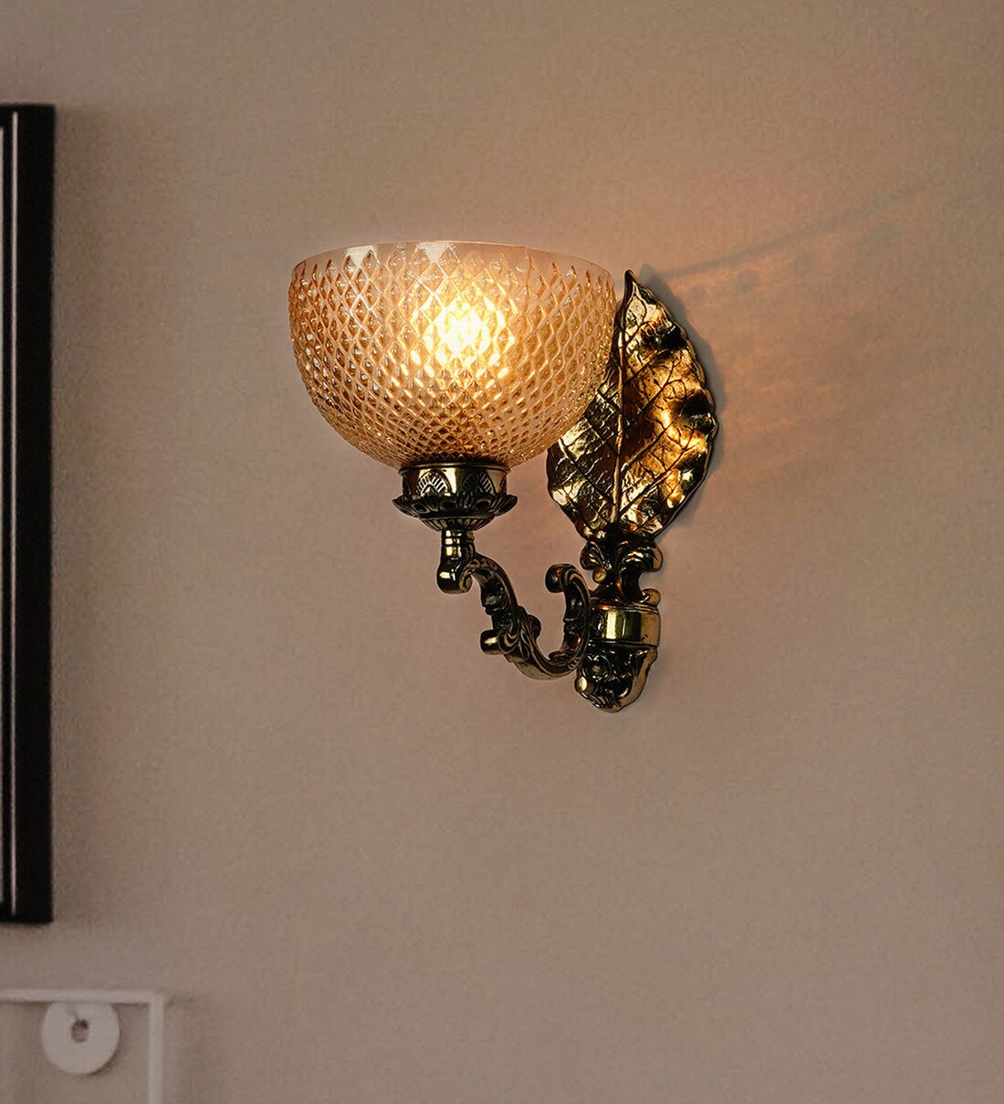 Buy Gold Aluminium and Glass Wall Light By Fos Lighting Online ...