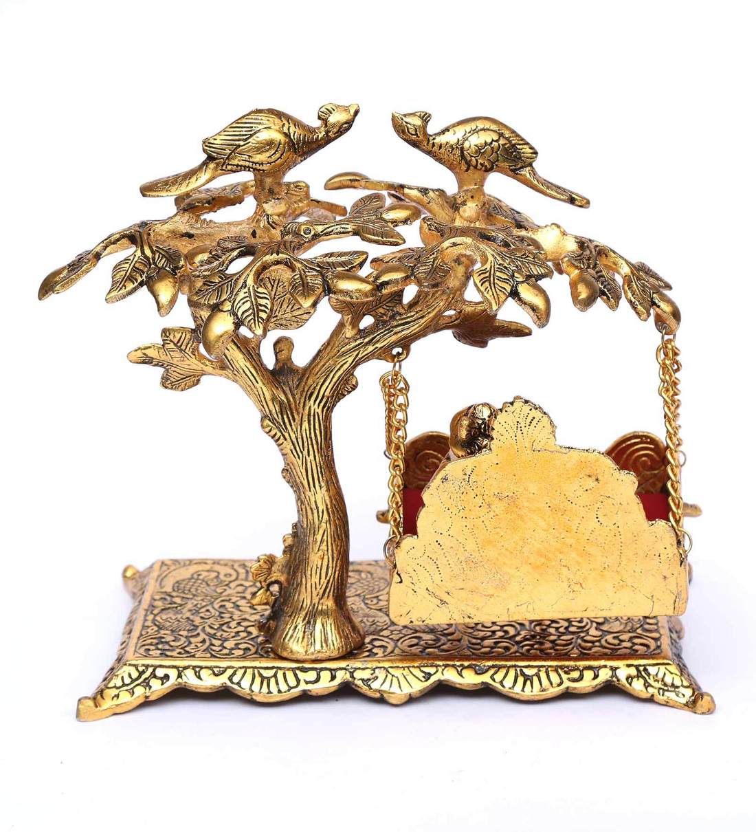 Buy Gold Aluminium Krishna Seated On A Jhoola Idol by Handicrafts ...