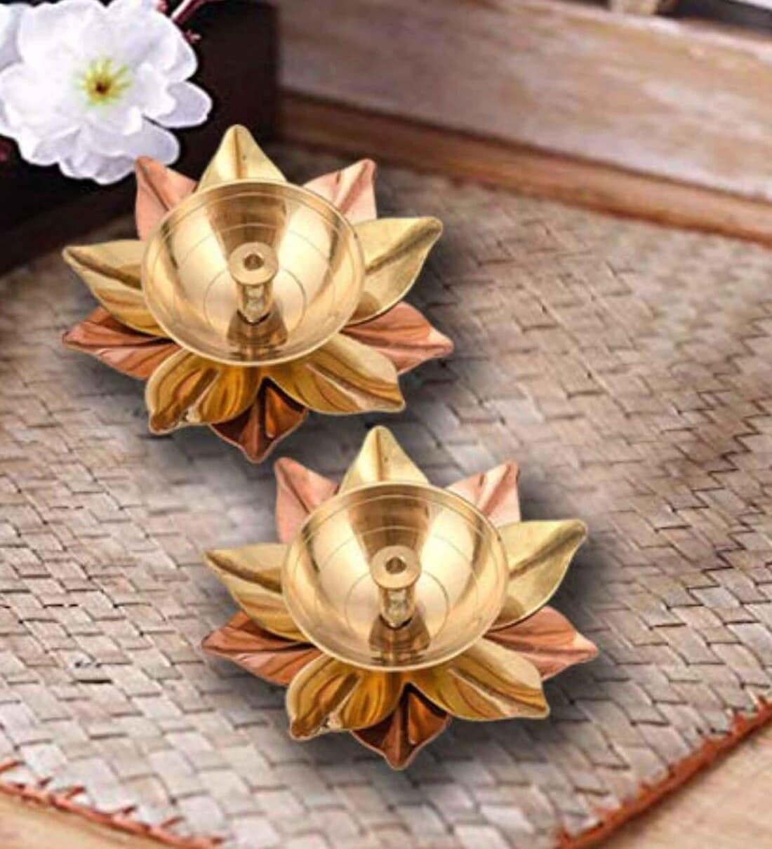 Buy Golden Brass Diya Set Of 2 at 18% OFF by CraftVatika | Pepperfry