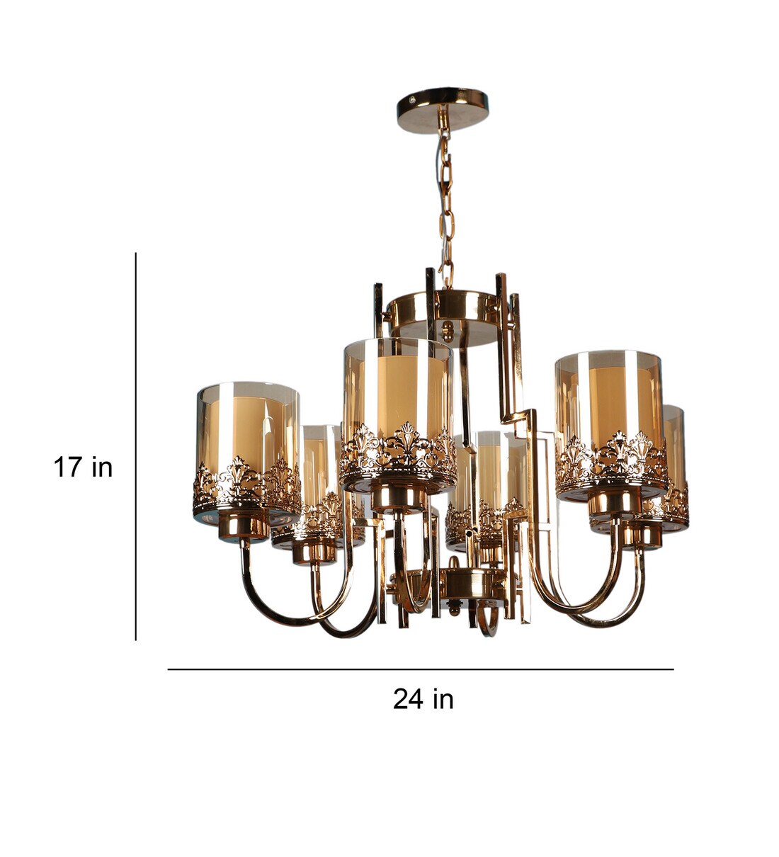 Buy Naples Gold Iron Shaded Chandelier by Eliante by Jainsons Lights ...