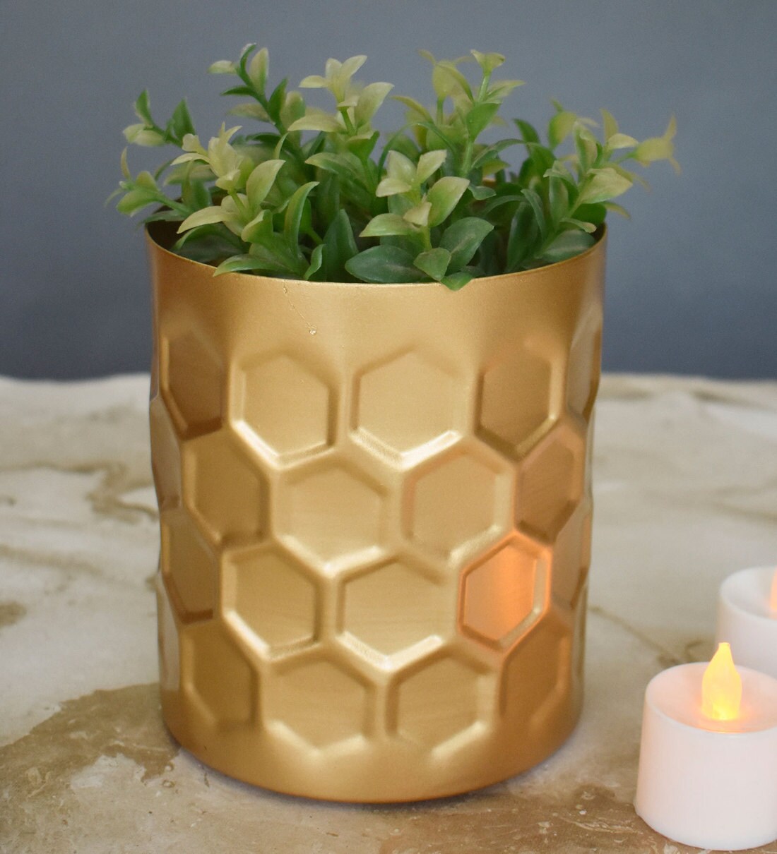 Buy Gold Metal Honeycomb Planter by Color Palette at 20% OFF by Color ...