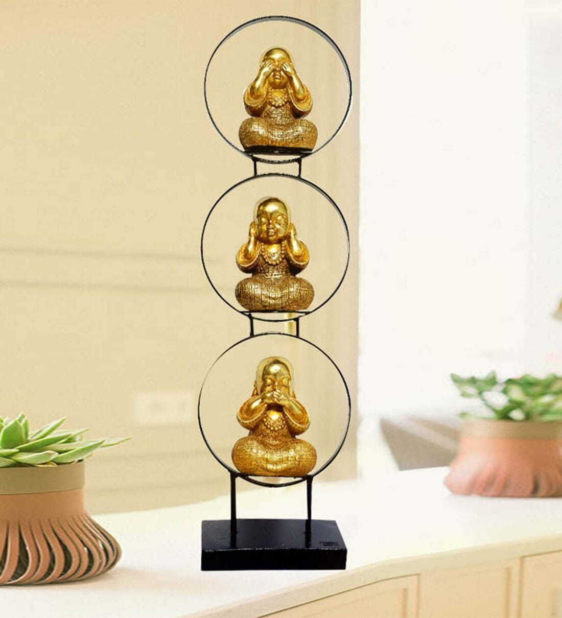 Buy Gold Metal And Resin Monk Set Figurine by Magnifique Online - Human ...