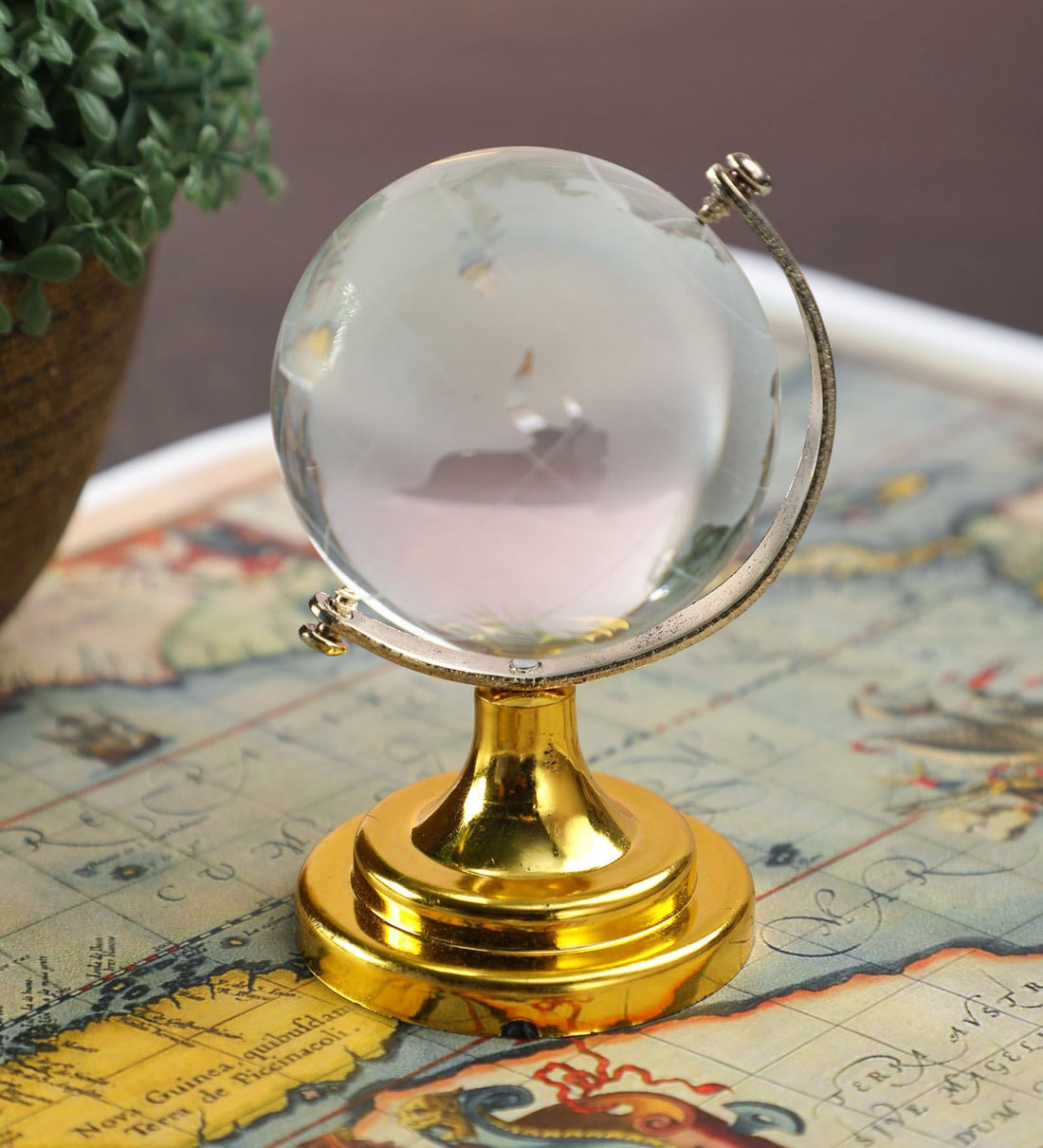 Buy Gold Glass and Metal Globe Showpiece by Exim Decor Online - Globes ...