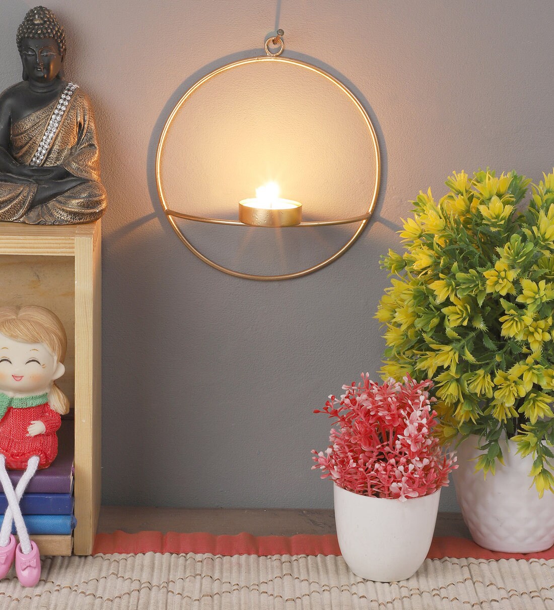 Buy Golden Metal Abra Wall Tea Light Holder Set Of 2 at 17% OFF by ...