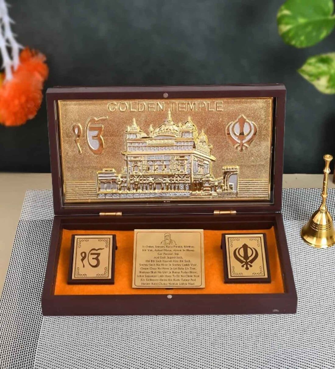 Buy Gold Pleated Charan Paduka Box Satnam Sri Waheguru Ji Photo Frames ...
