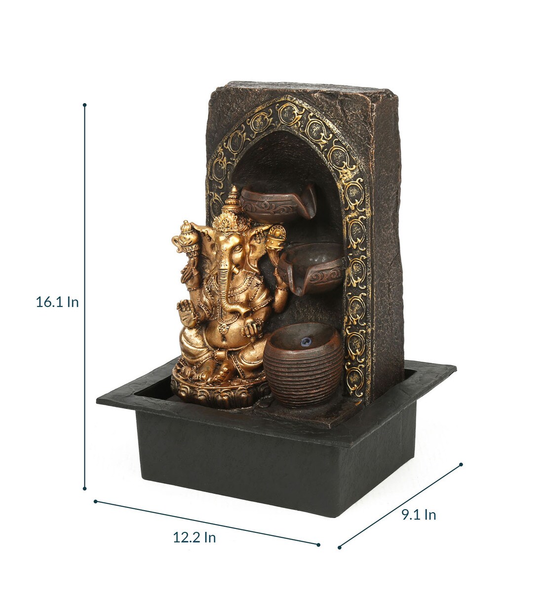 Buy Gold Polyresin Ganesha Divine Pot Indoor Water Fountain by @home ...