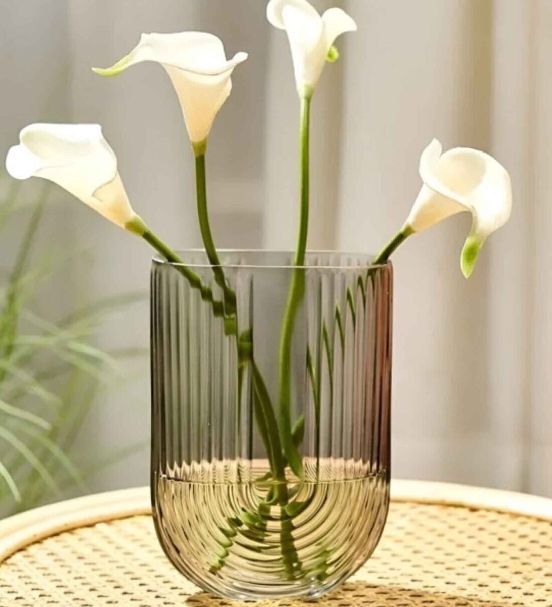 Buy Gold Ribbed Glass Flower Vase at 38% OFF by Clovefry | Pepperfry