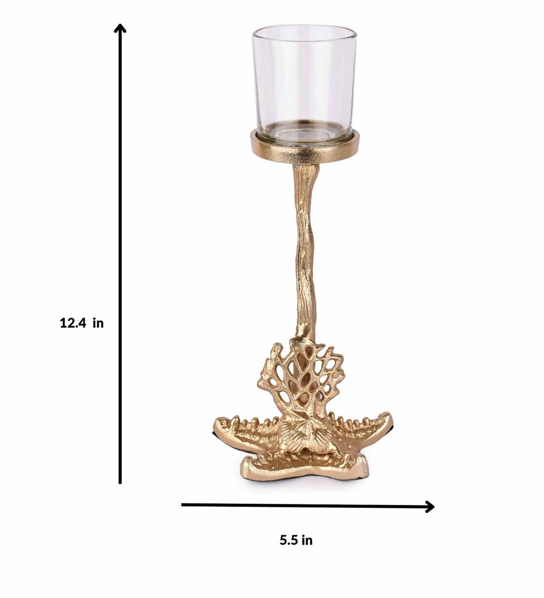 Buy Gold Starfish Nautical Gold Aluminium & Glass Votive Candle Holder ...