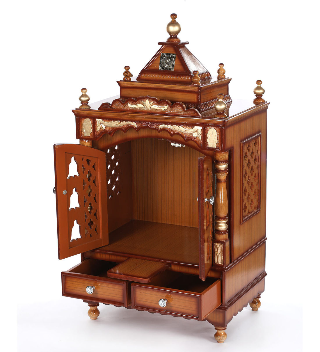 Buy Teak Wood Gold Mandir With Storage By Dzyn Furnitures Online ...