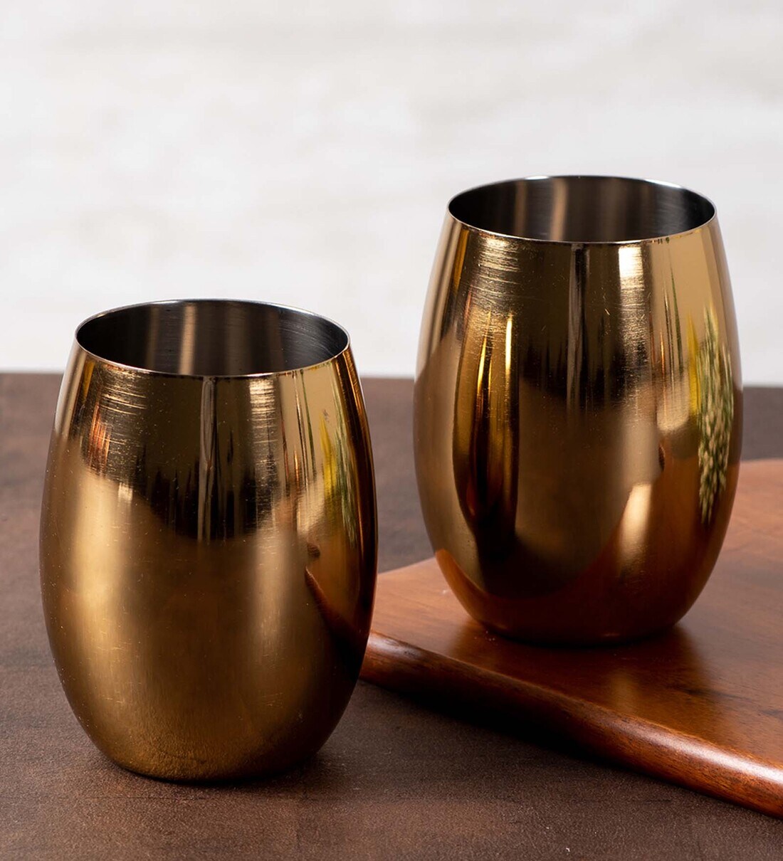 Buy Gold Tone 750ml Gold (Set of 2) Glass Everyday Glass Online ...