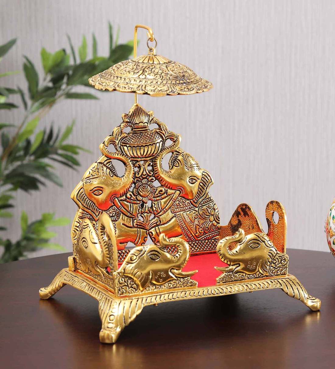 Buy Golden Aluminium Throne Singhasan For God Idol Religious Idol by ...