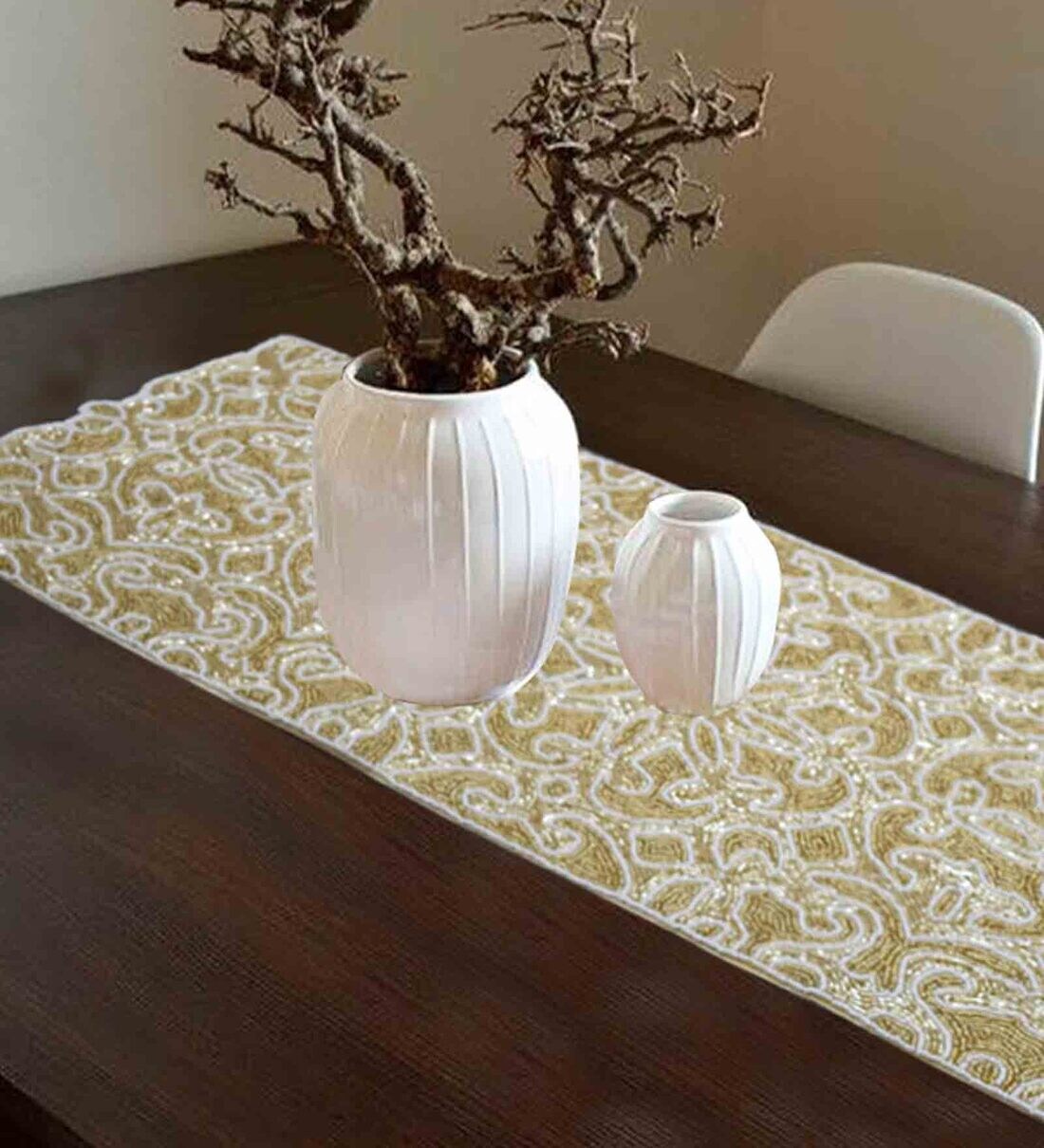 Buy Beaded (34x13) Gold Cotton Table Runner at 14% OFF by Lehar Decor ...