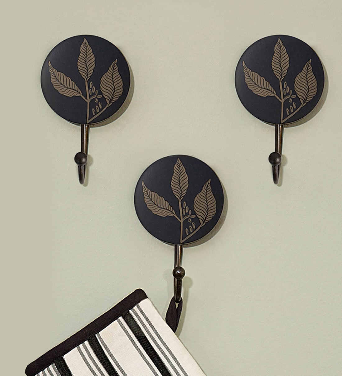 Buy Golden Foliage (Set Of 3) Wooden Hook Key Holder at 100% OFF by ...