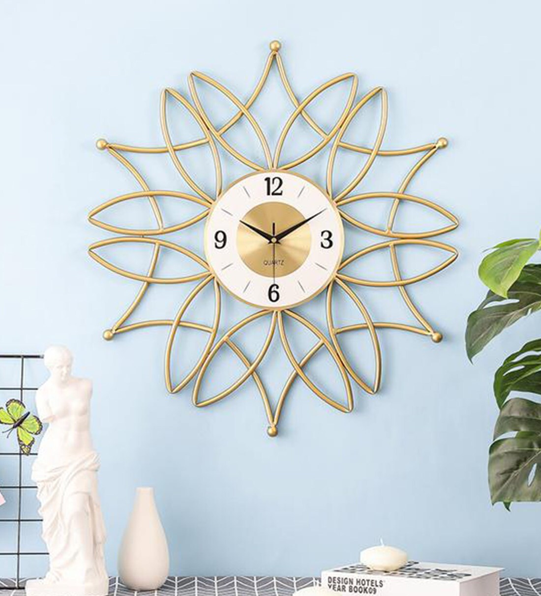 Buy Golden Metal Analog Round Clock By Radhika Handicraft at 49% OFF by ...