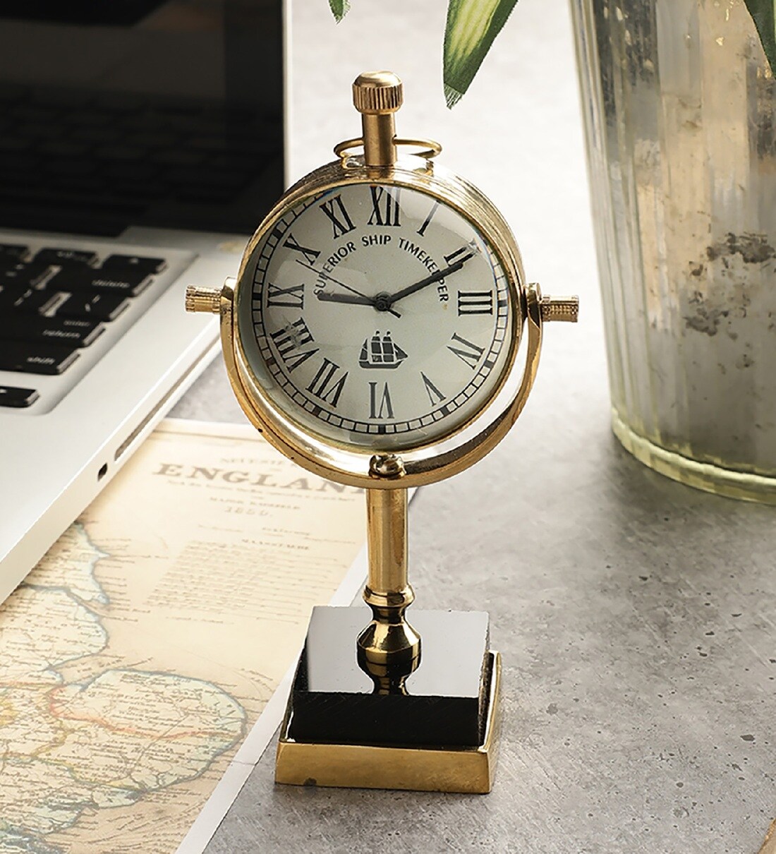 Buy Golden Metallic Table Clock By Exim Decor at 29% OFF by Exim Decor ...