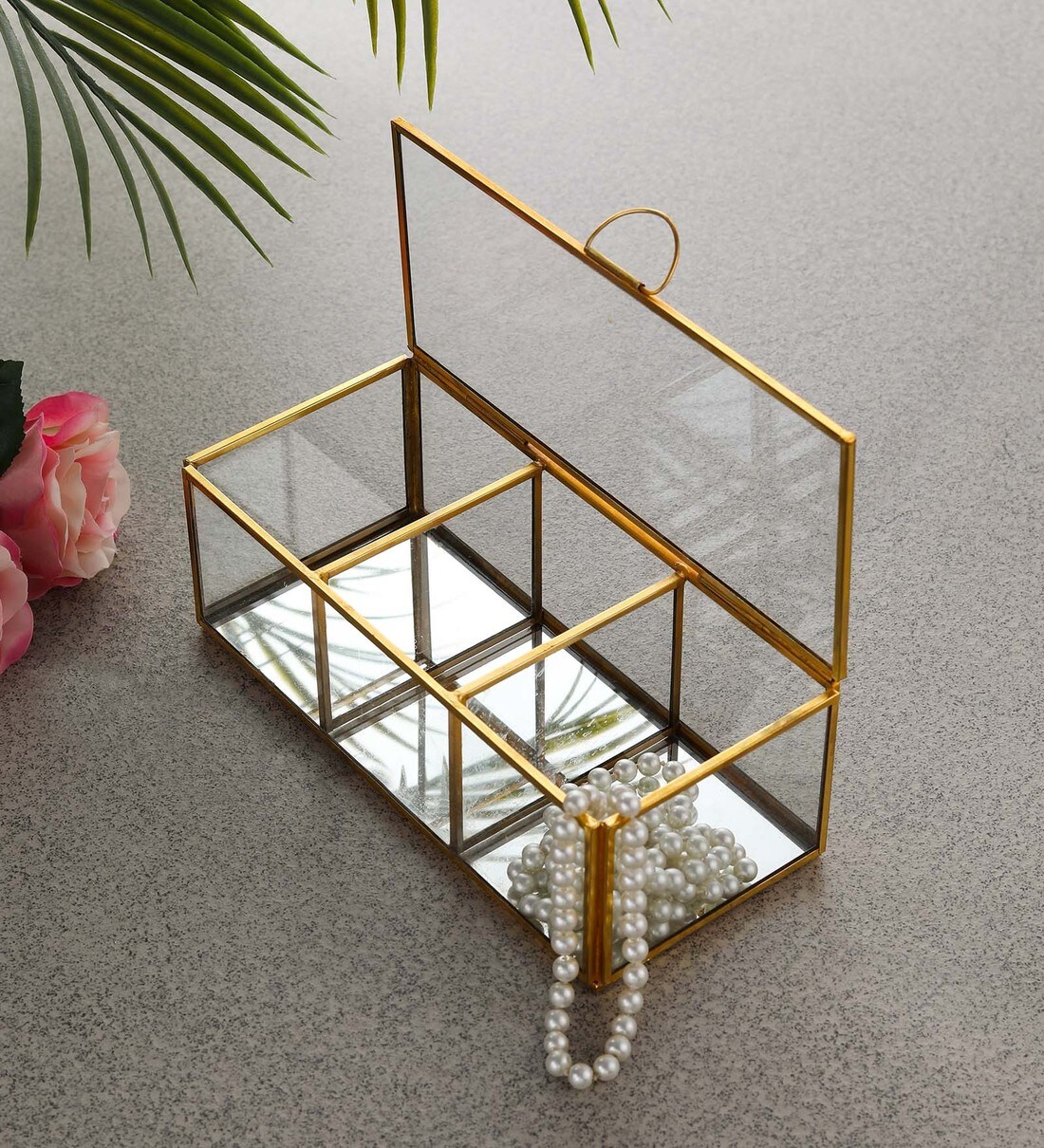 Buy 3 Compartments Acrylic Jewellery Organiser In Golden By Qesyas ...
