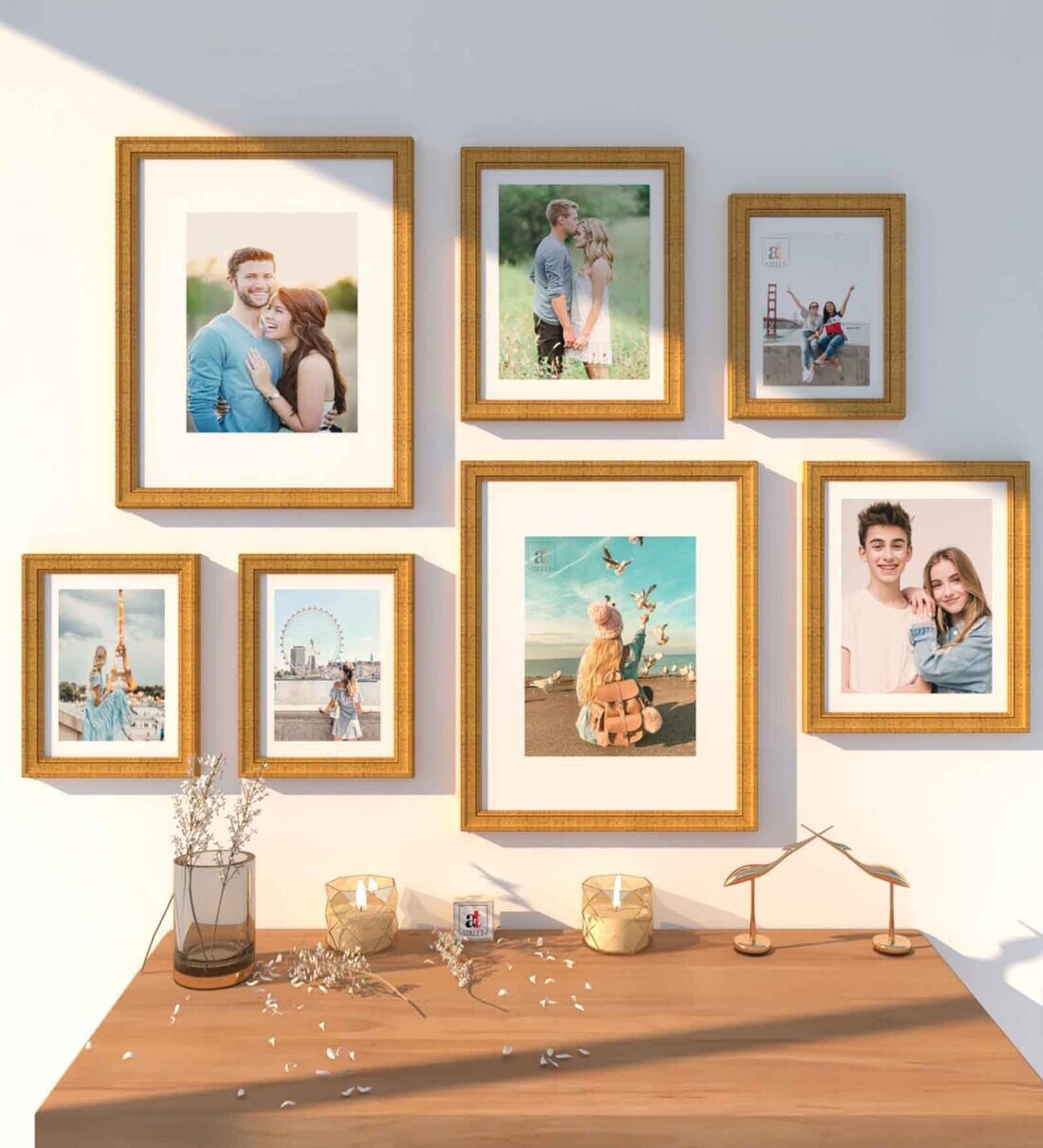 Buy Saturn Set of 7 Golden Sythetic Wood Collage Photo Frames at 10% ...