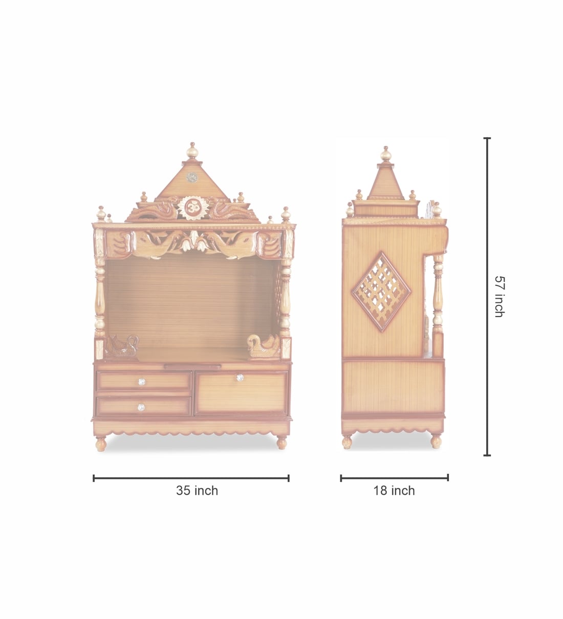Buy Golden Teak Wood Divine Home Mandir Without Door Online - Mandirs ...