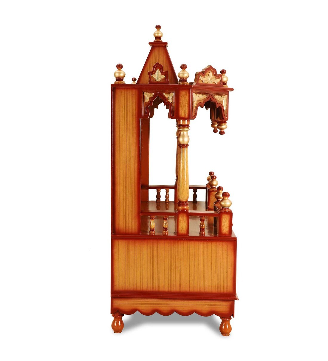 Buy Teak Wood Golden Mandir With Storage By Dzyn Furnitures Online ...