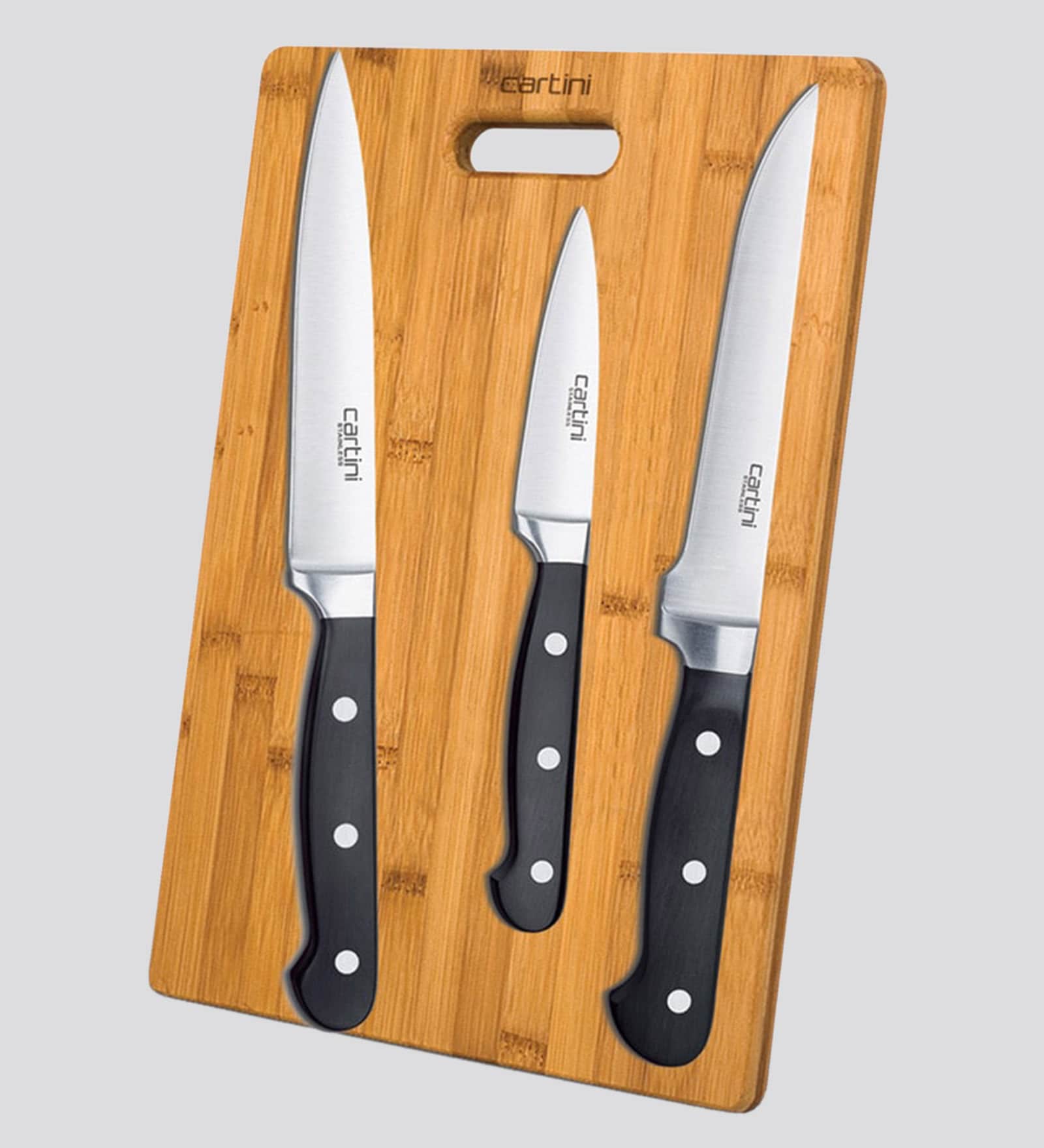 Buy Godrej Cartini Black & Brown Stainless Steel Knife Set with Bamboo ...